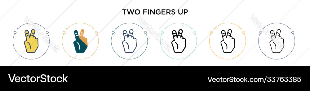 Two fingers up icon in filled thin line outline Vector Image