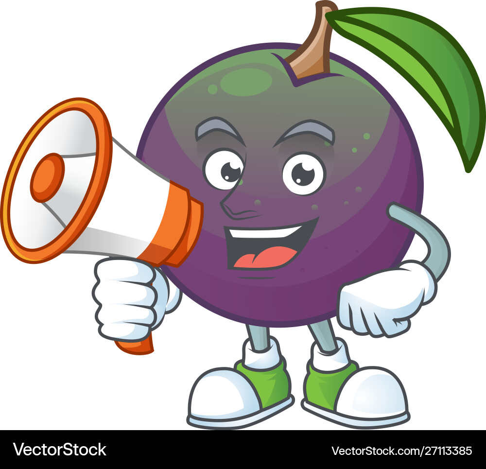 With megaphone star apple cartoon character Vector Image