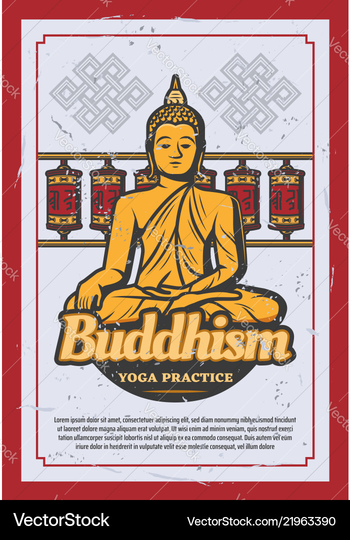 Buddhism religion card with ancient buddha statue Vector Image