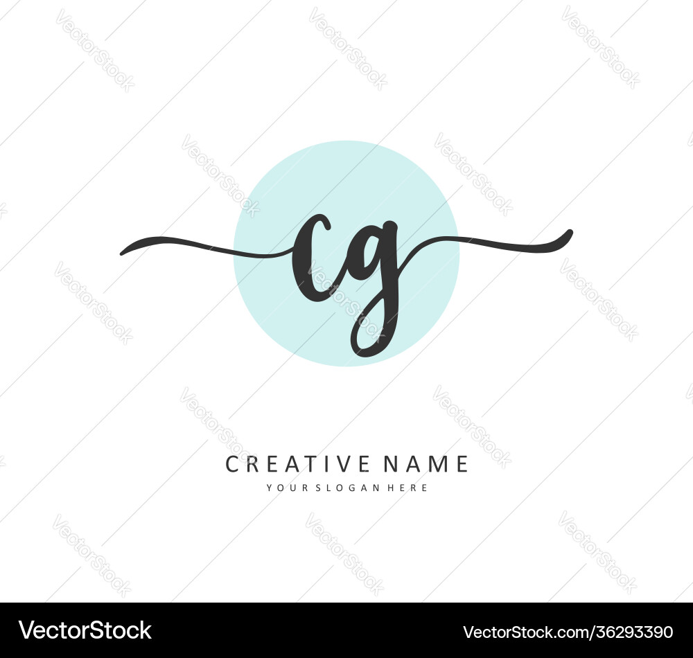 Cg initial letter handwriting and signature logo Vector Image