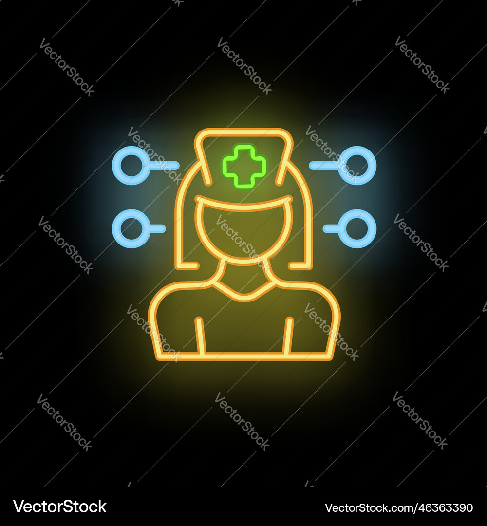 Medical nurse icon neon Royalty Free Vector Image