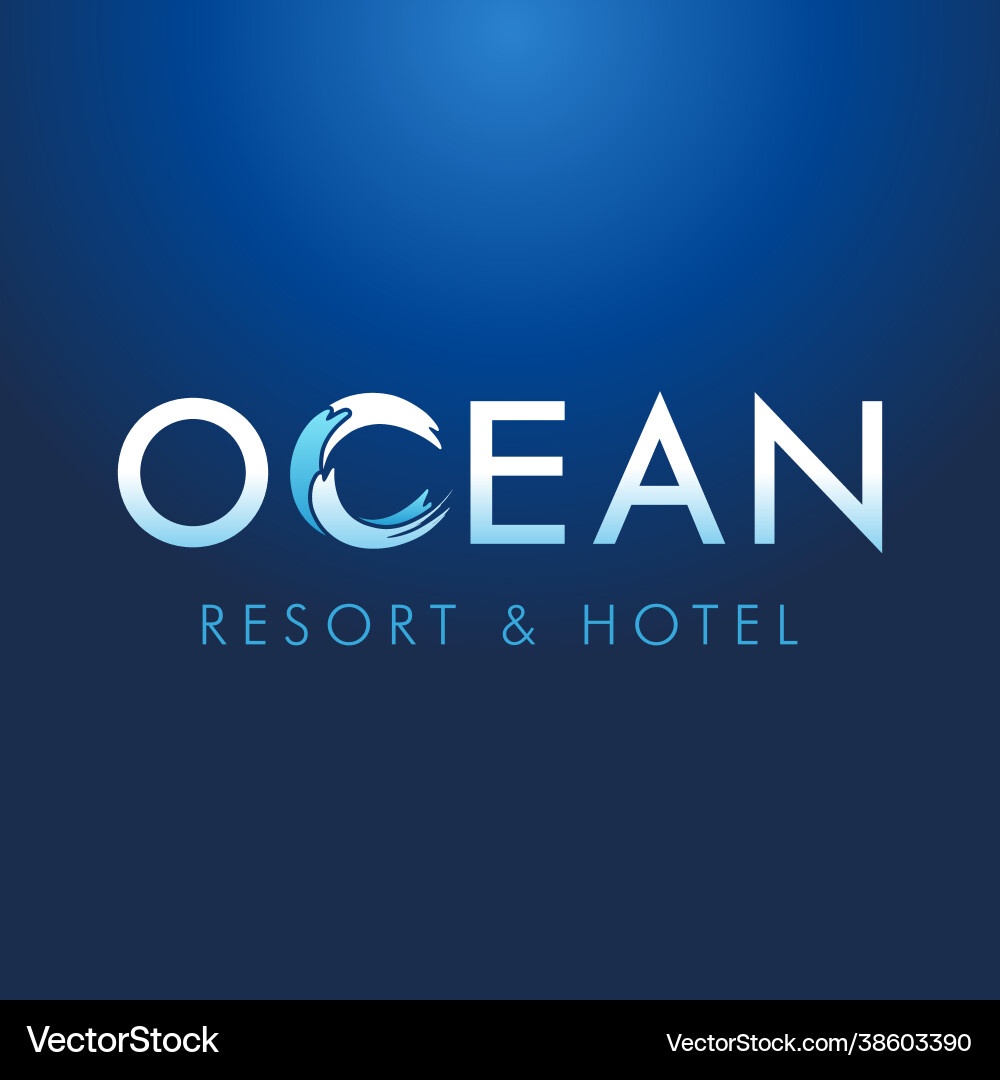 Ocean lettering resort hotel logo concept Vector Image