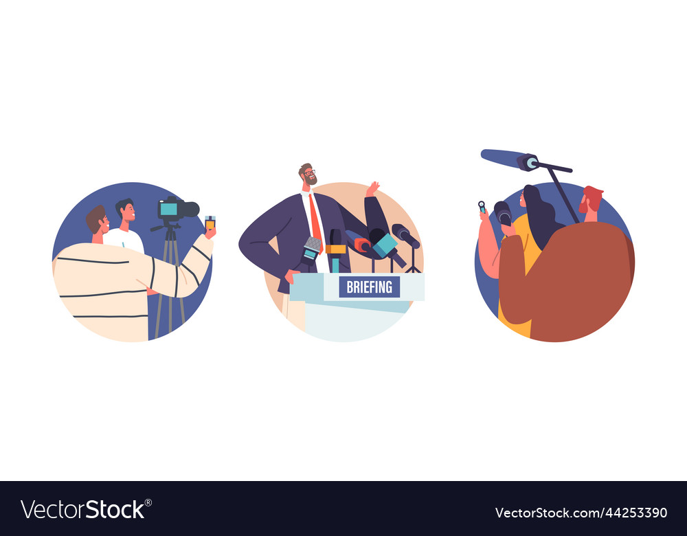 Press conference isolated round icons avatars Vector Image Press conference isolated round icons avatars Vector Image