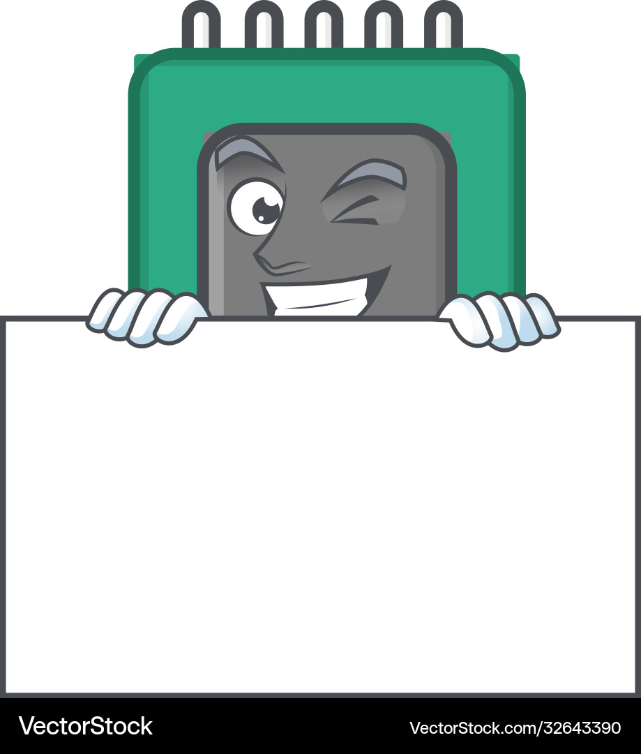 Ram cartoon with funny face hides behind a board Vector Image