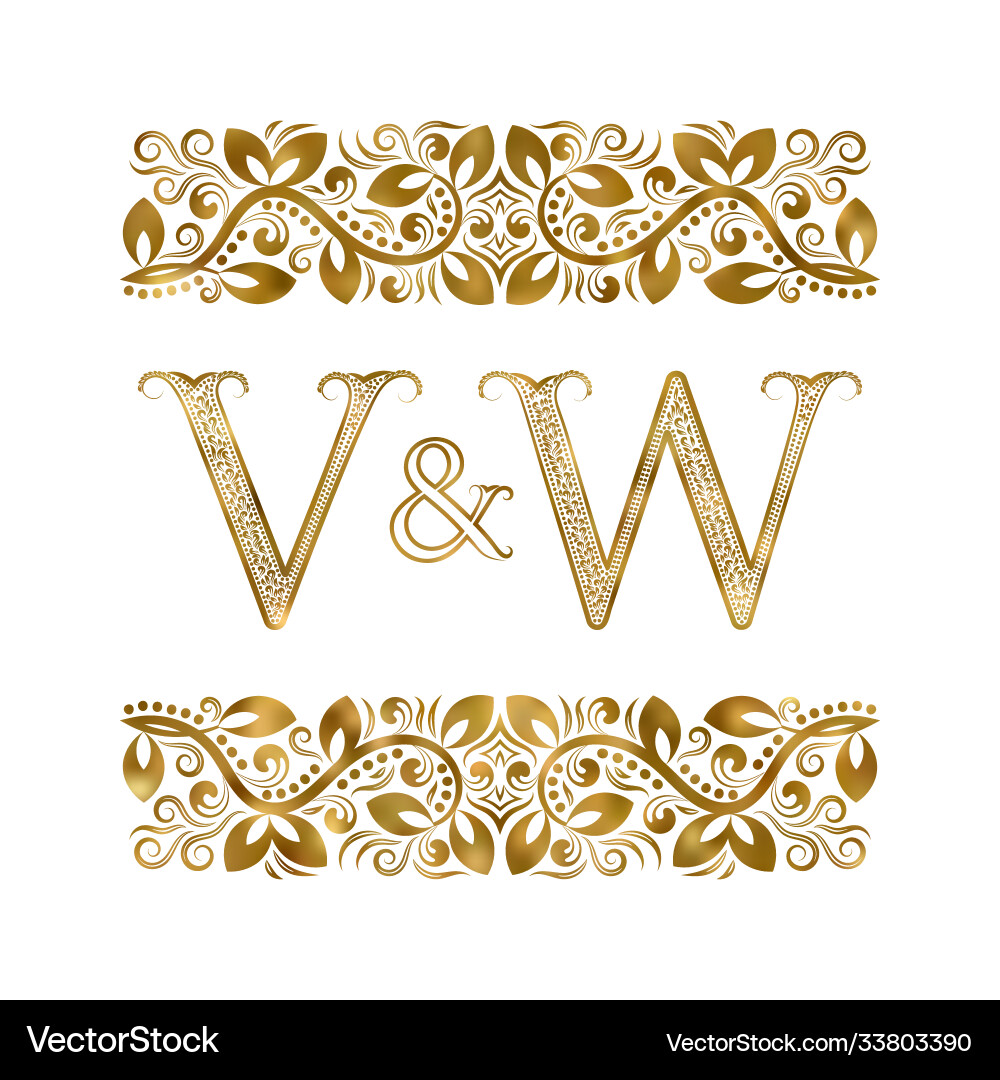 V and w vintage initials logo symbol letters Vector Image
