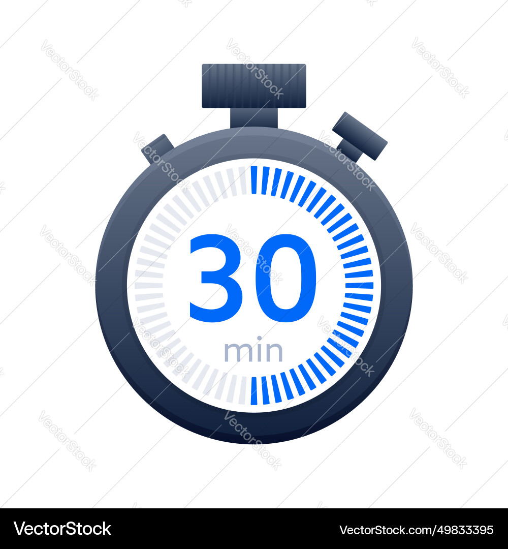 30 min timer and stopwatch icons countdown symbol Vector Image