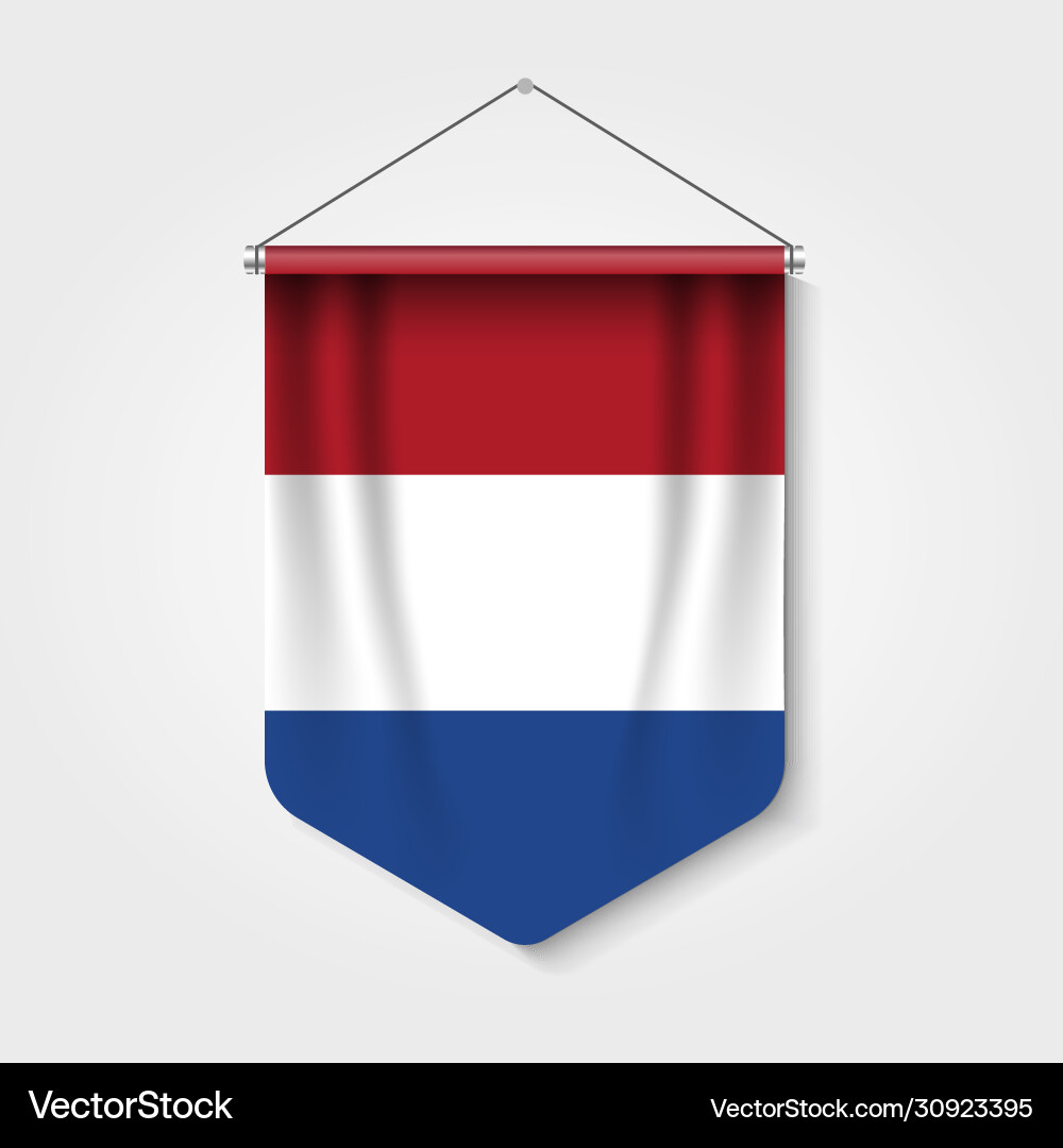 3d realistic pennant with flag netherlands Vector Image