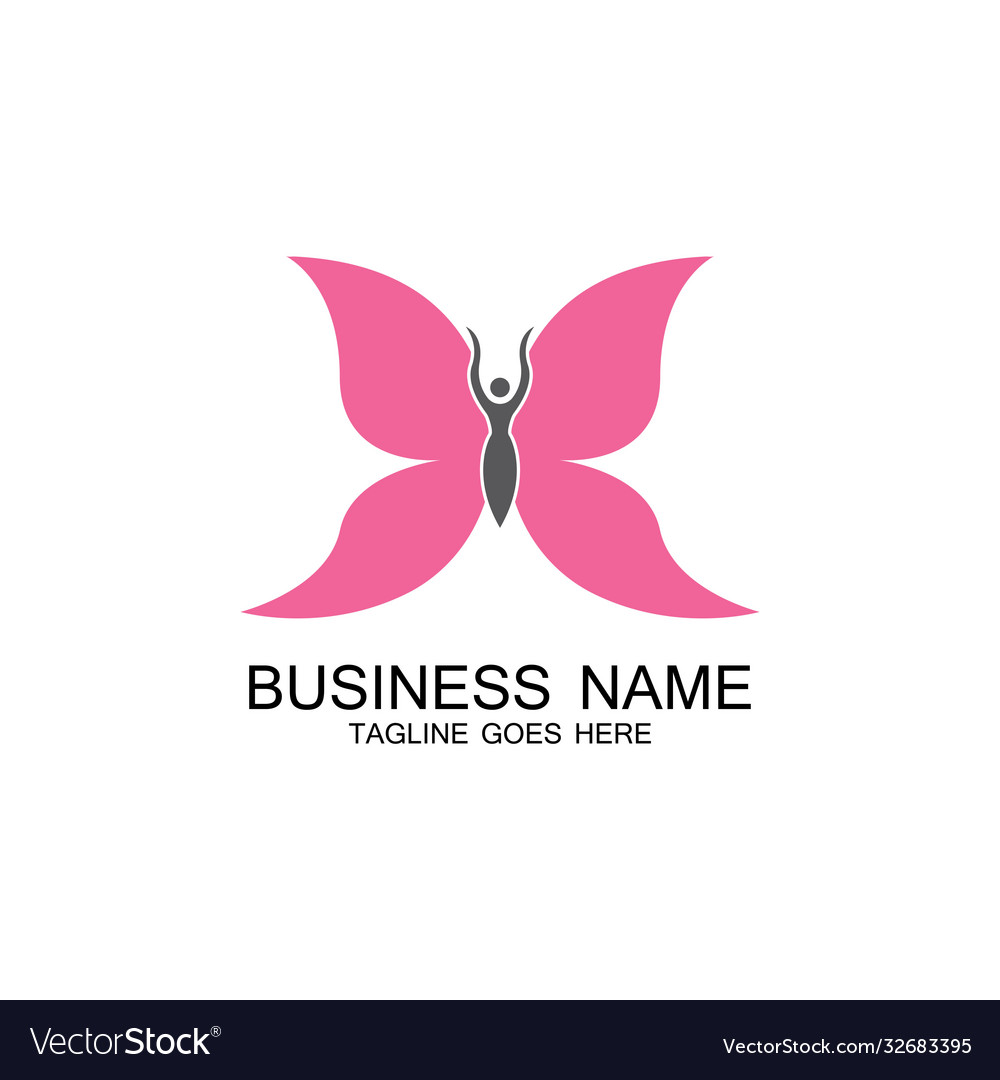 Beauty flying women vintage butterfly logo design Vector Image