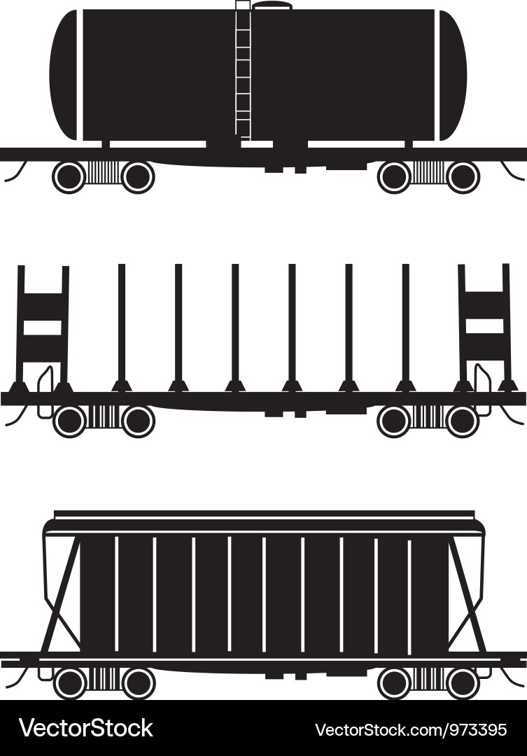 Hopper car open wagon tank car Royalty Free Vector Image