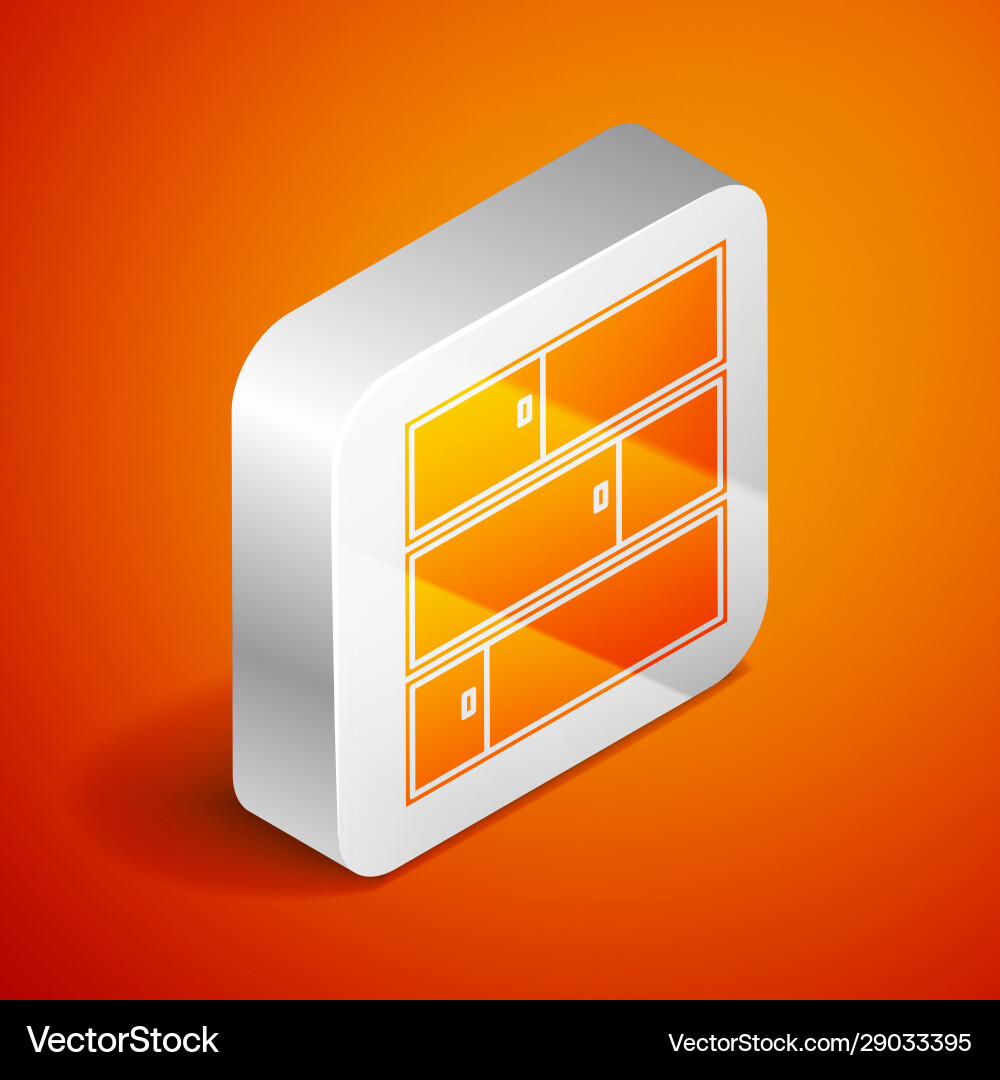 Isometric shelf icon isolated on orange background