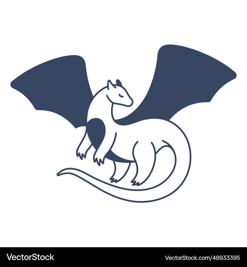 Monster flying dinosaur stroke Royalty Free Vector Image