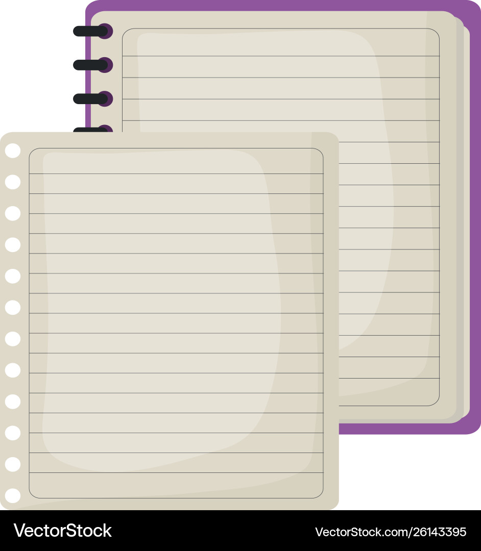 Notebook school supply with sheet Royalty Free Vector Image