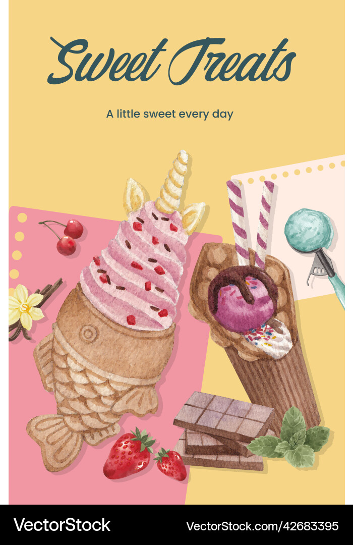 Poster template with ice cream flavor Royalty Free Vector