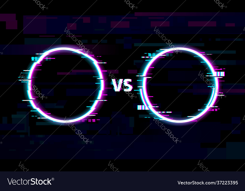 Versus or vs glitch frames distorted pixels Vector Image