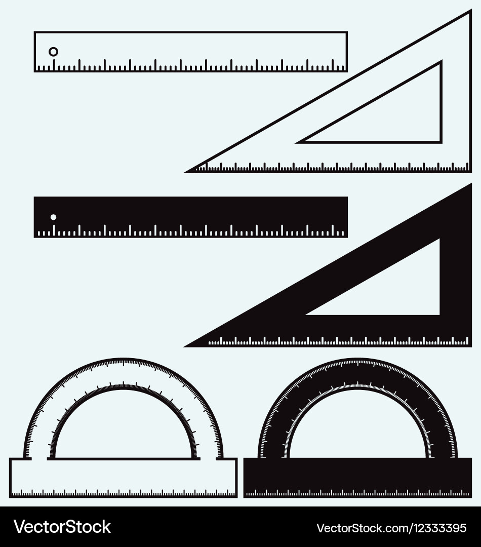 Wooden rulers and triangles set Royalty Free Vector Image