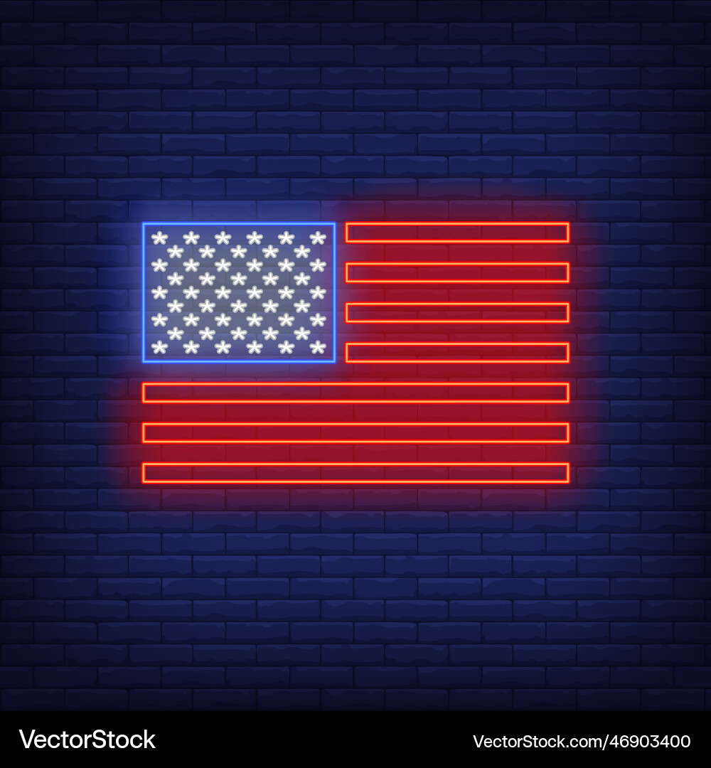 American flag neon sign Royalty Free Vector Image