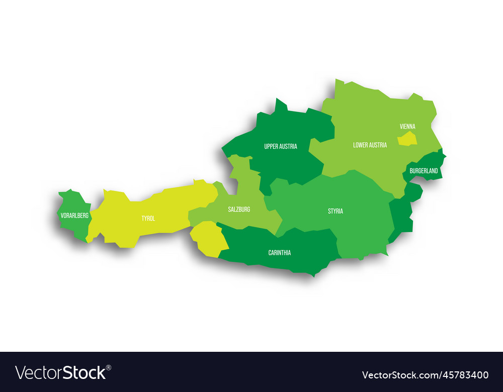 Austria political map of administrative divisions Vector Image