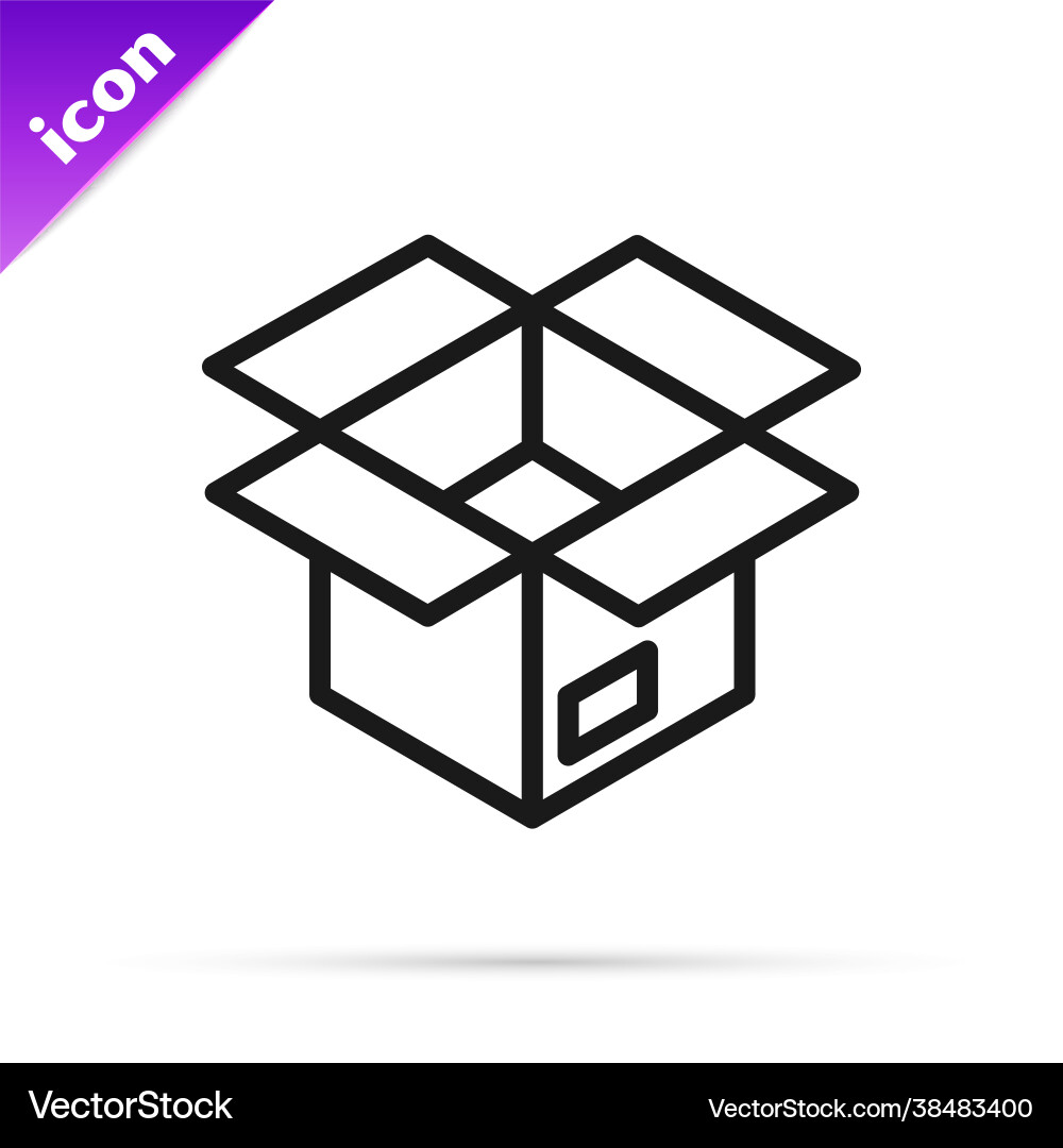Black line unboxing icon isolated on white Vector Image