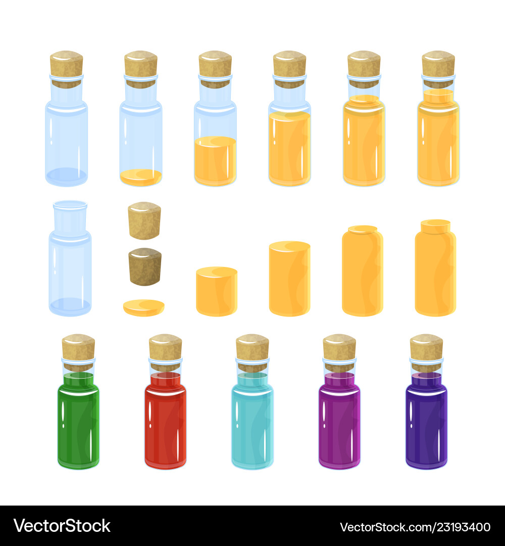 Bottles potion colorful Royalty Free Vector Image