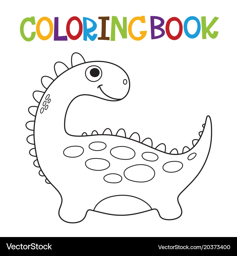 Cute dino coloring book Royalty Free Vector Image
