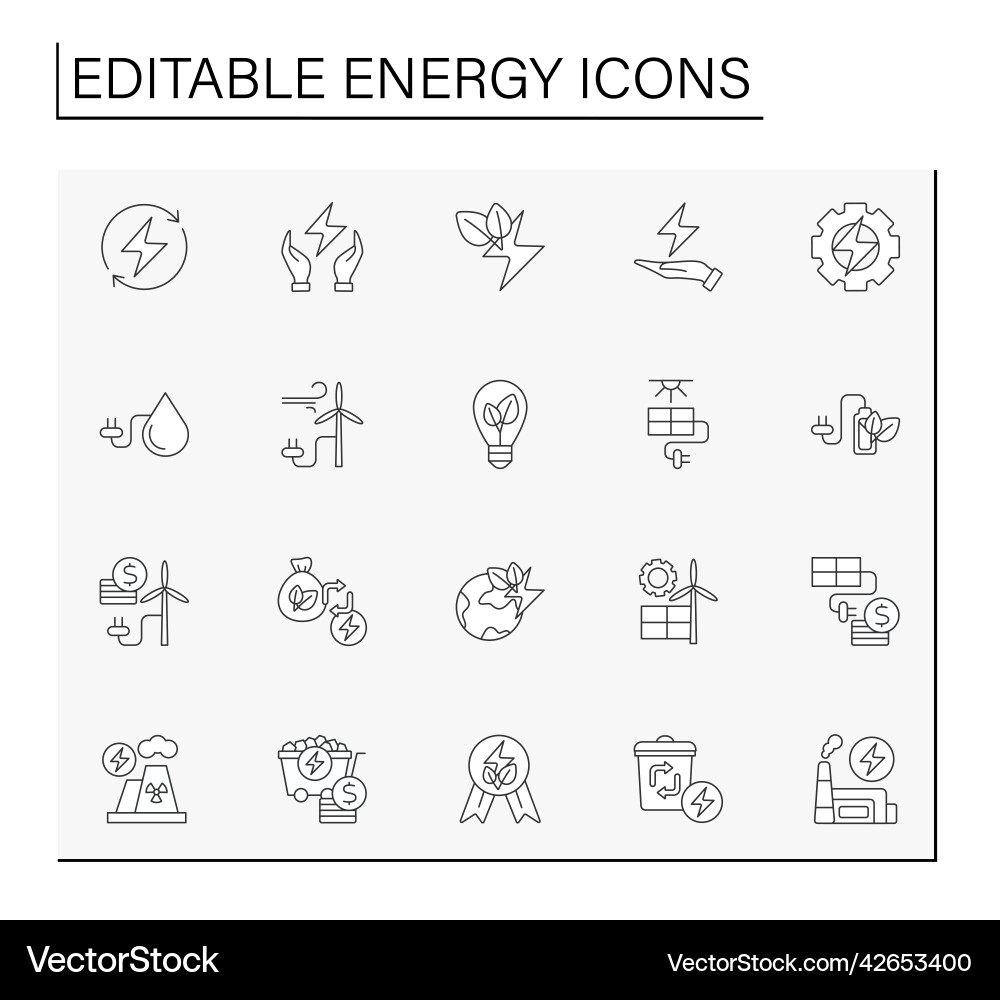 Energy line icons set Royalty Free Vector Image