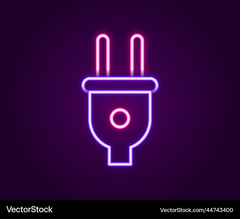 Glowing neon line electric plug icon isolated Vector Image