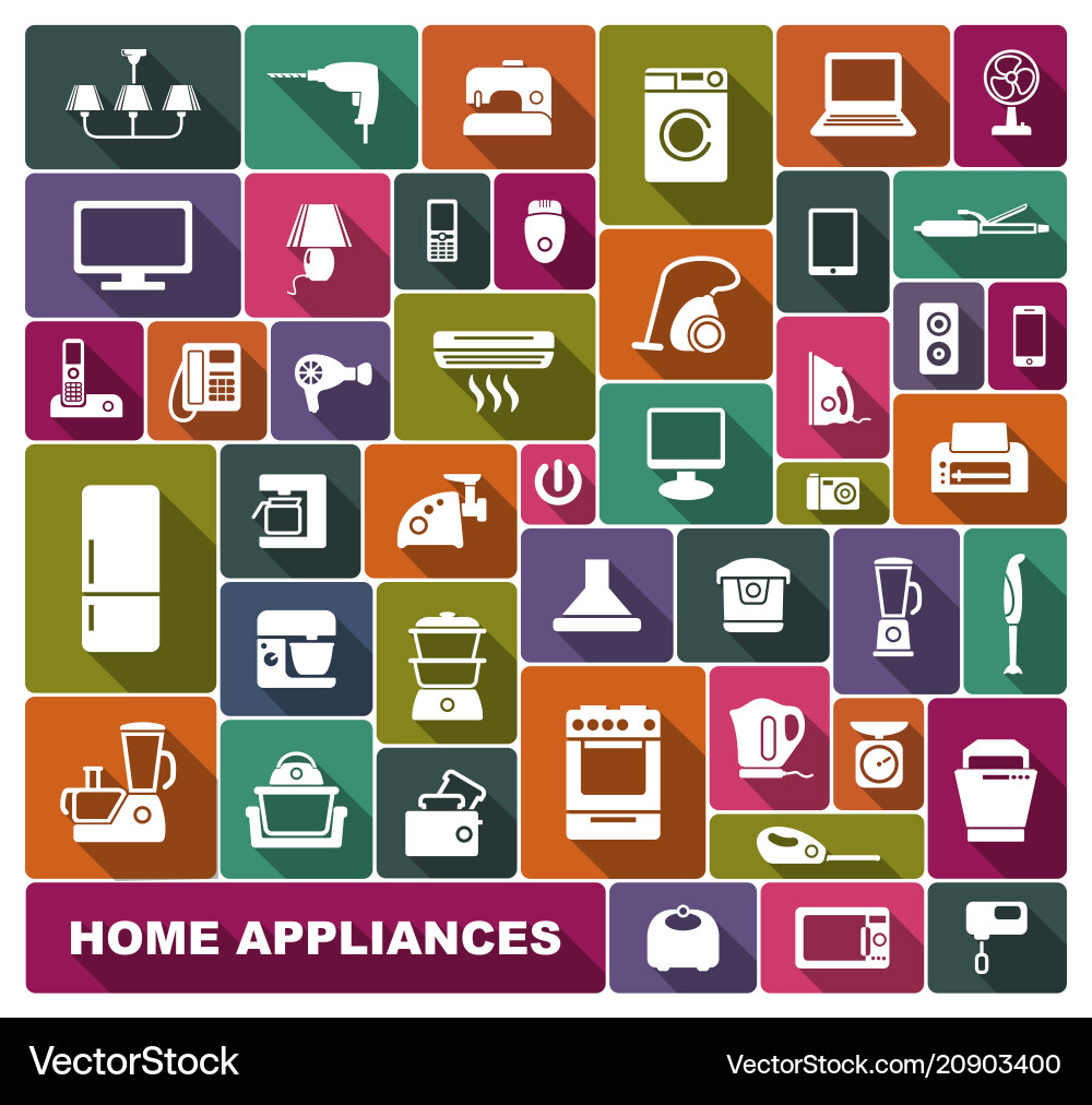 Home appliances flat icons Royalty Free Vector Image