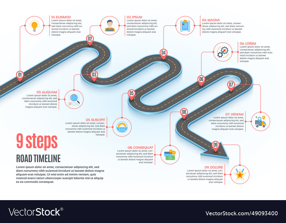 Isometric navigation map infographic 9 steps Vector Image Isometric navigation map infographic 9 steps Vector Image