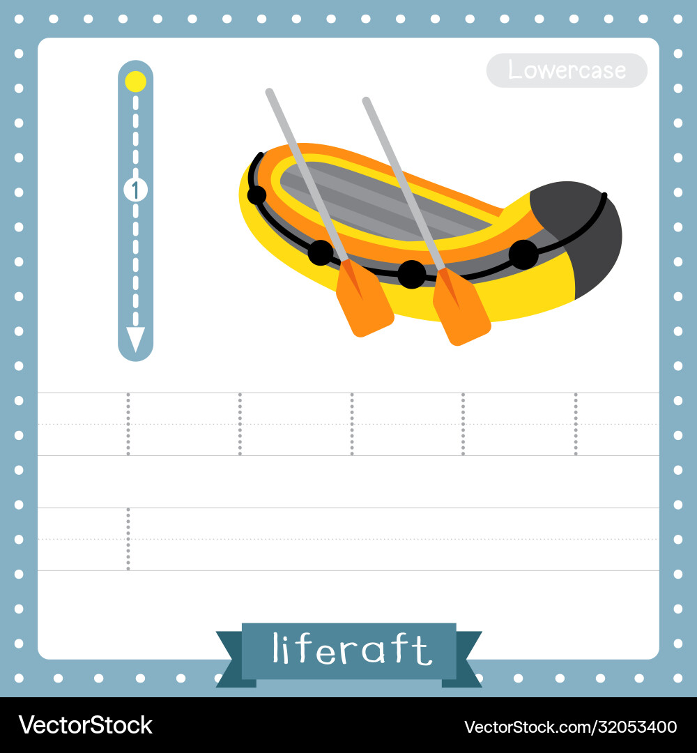Letter l lowercase tracing practice worksheet of Vector Image