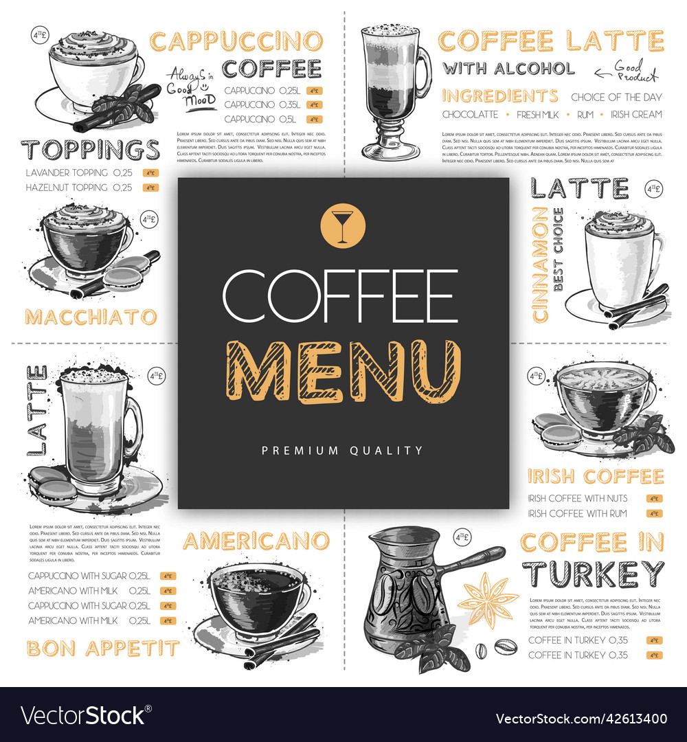 Restaurant coffee menu design Royalty Free Vector Image Restaurant coffee menu design Royalty Free Vector Image