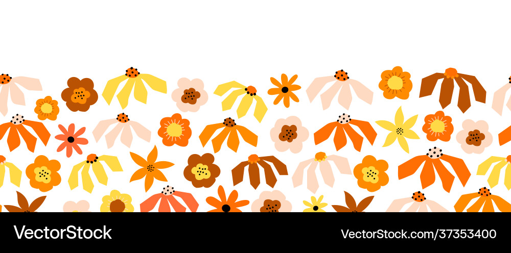 Seamless flower border red orange pink Royalty Free Vector