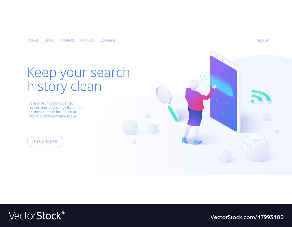 Search engine concept in isometric design female Vector Image