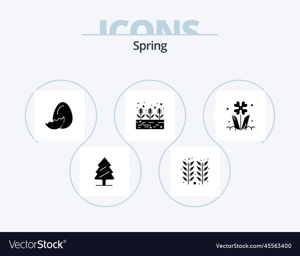 Spring glyph icon pack 5 icon design floral plant Vector Image