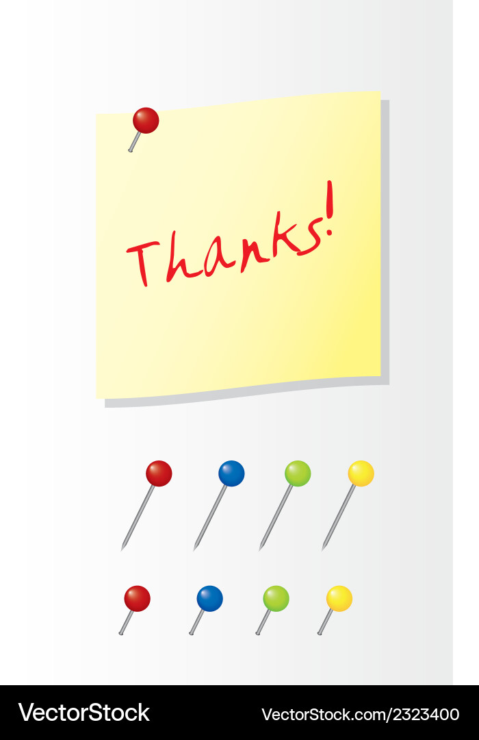 Yellow paper with push pin collection Royalty Free Vector
