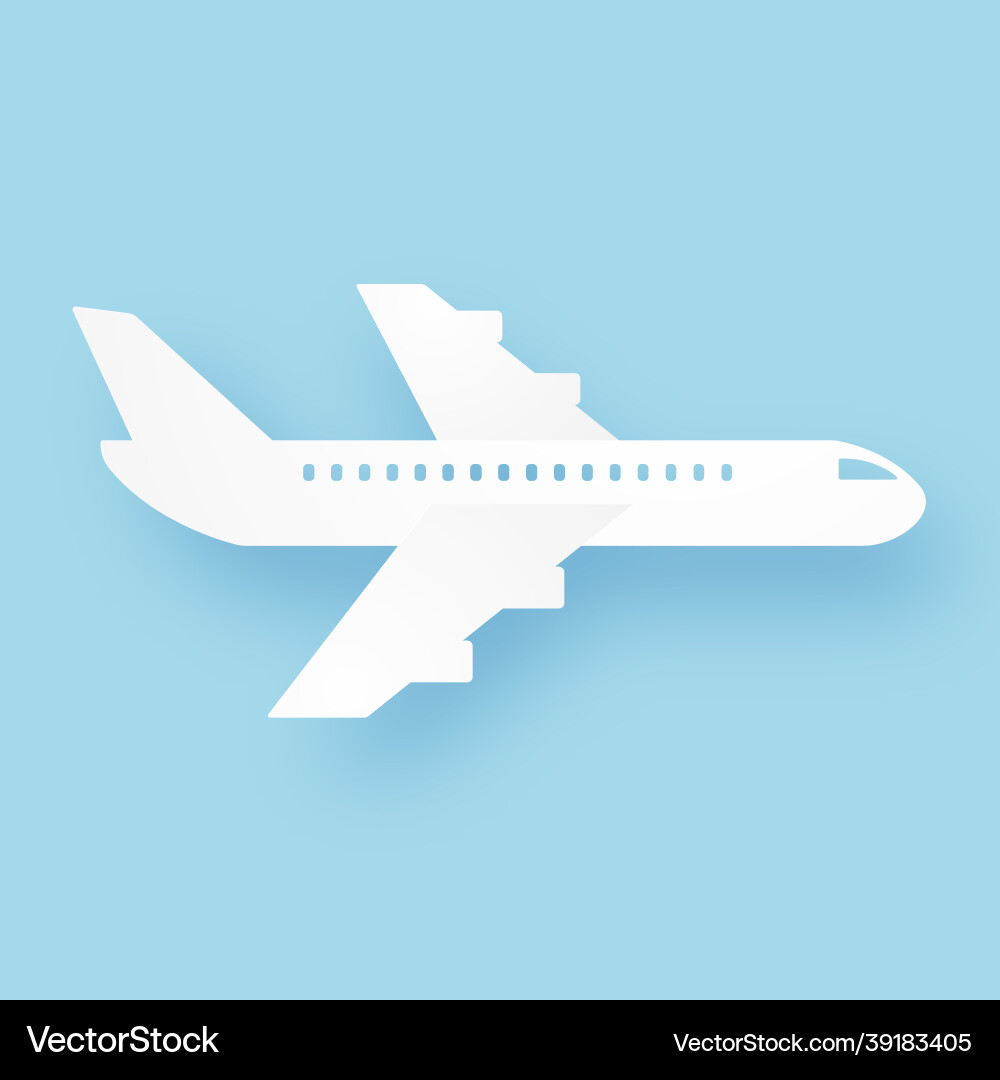 Airplane flying paper art style Royalty Free Vector Image