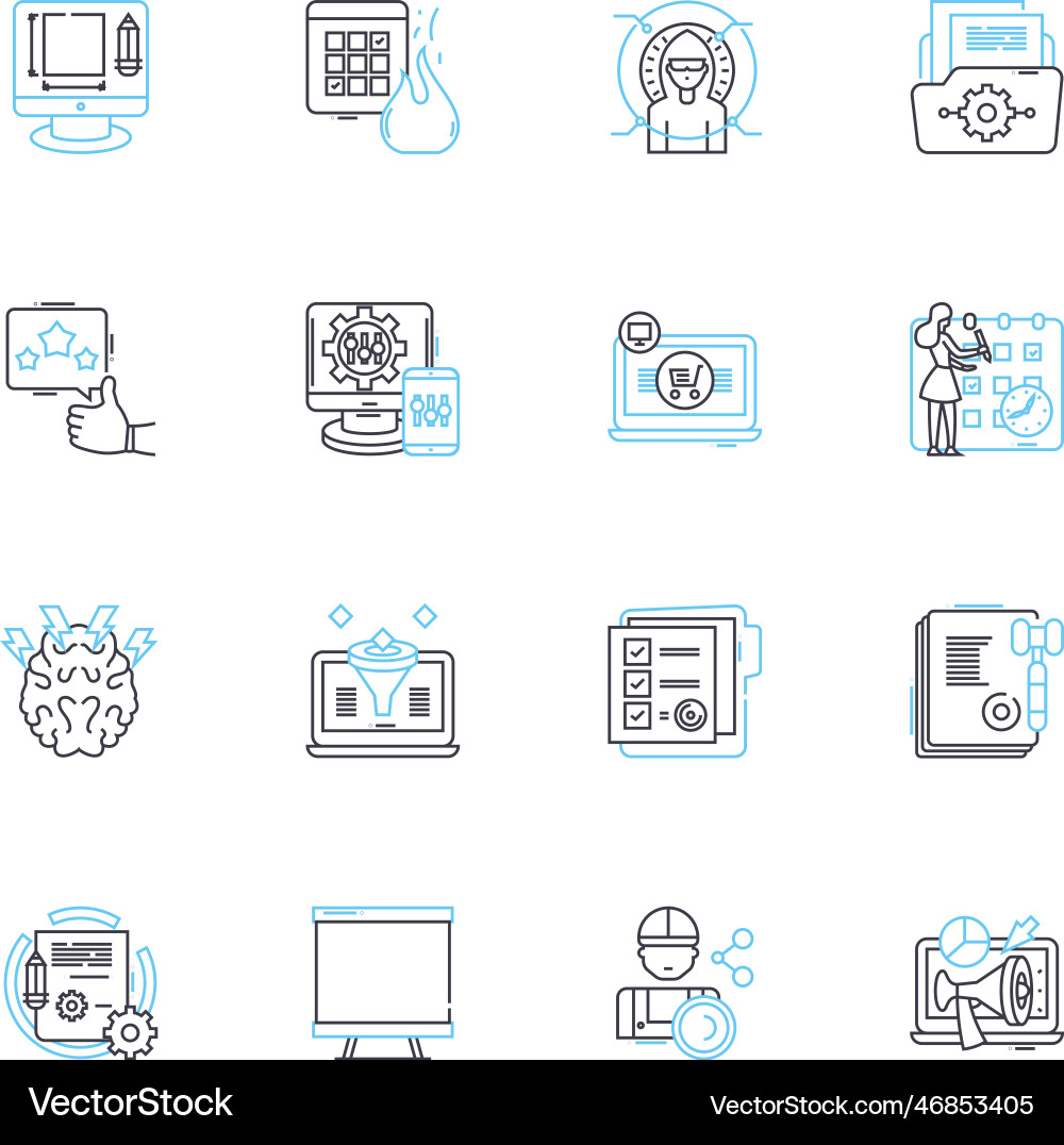 Commercial ventures linear icons set commerce Vector Image