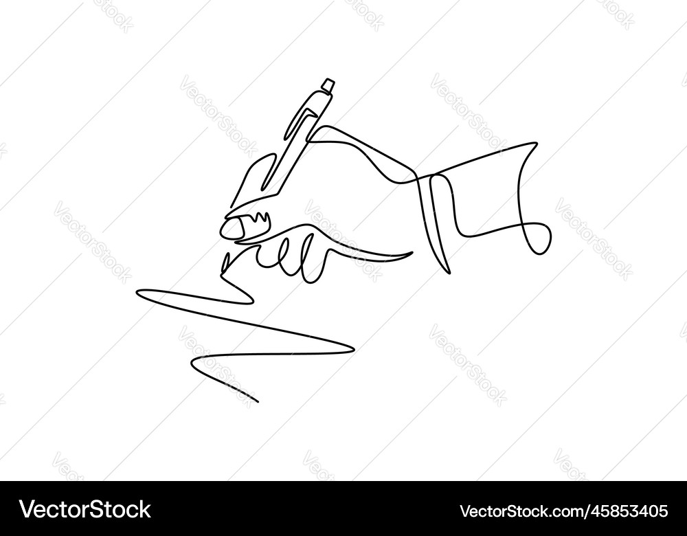 Continuous one line drawing of hand writing Vector Image