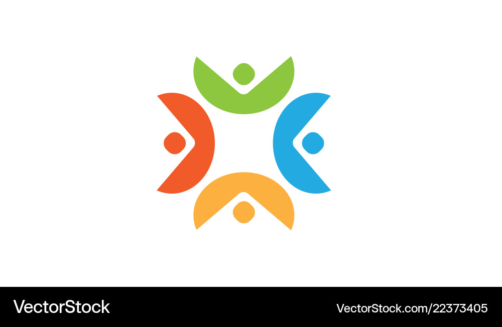 Creative colorful four abstract people crowd logo Vector Image
