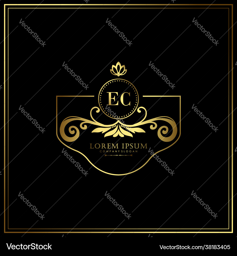 Ec initial letter luxury logo template in art Vector Image