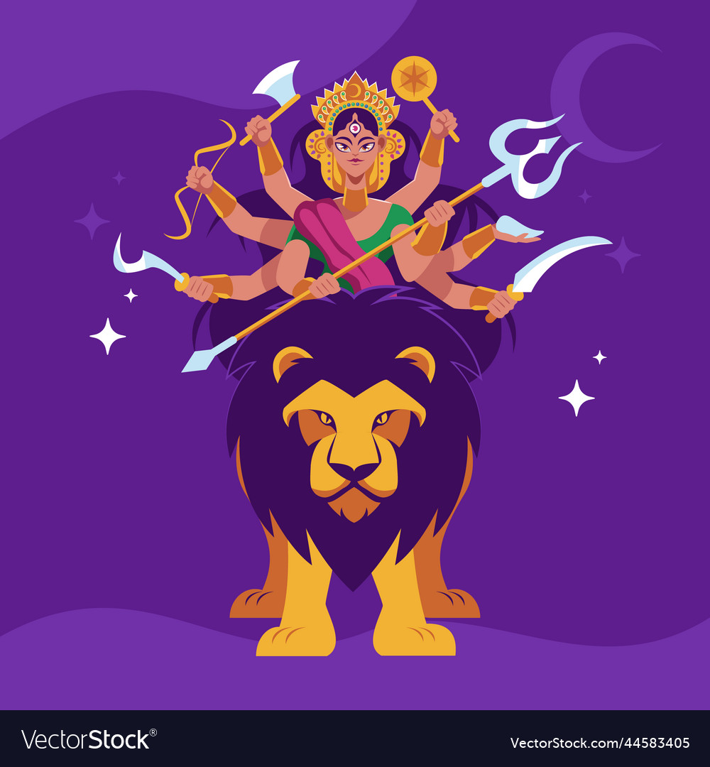 Flat durga puja Royalty Free Vector Image - VectorStock
