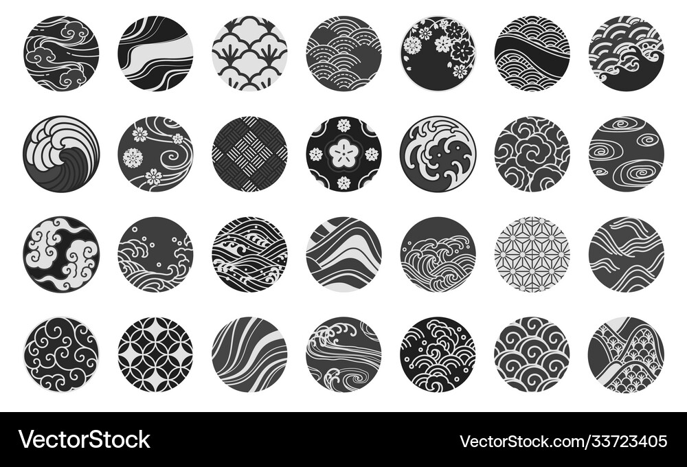 Japan emblem and symbol set Royalty Free Vector Image