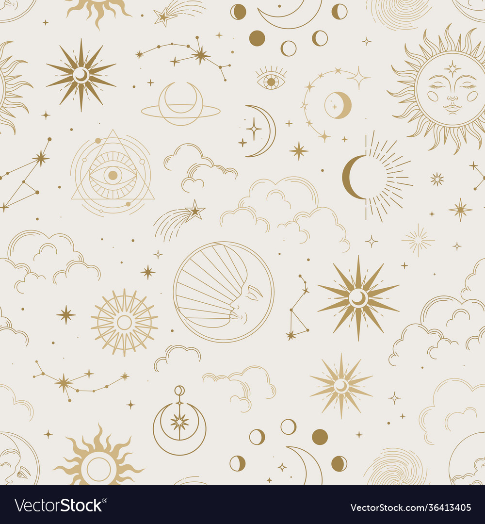 Magic seamless pattern with constellations Vector Image