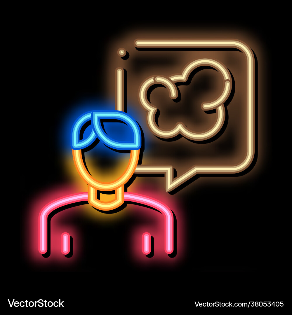 Man talk smoke neon glow icon Royalty Free Vector Image