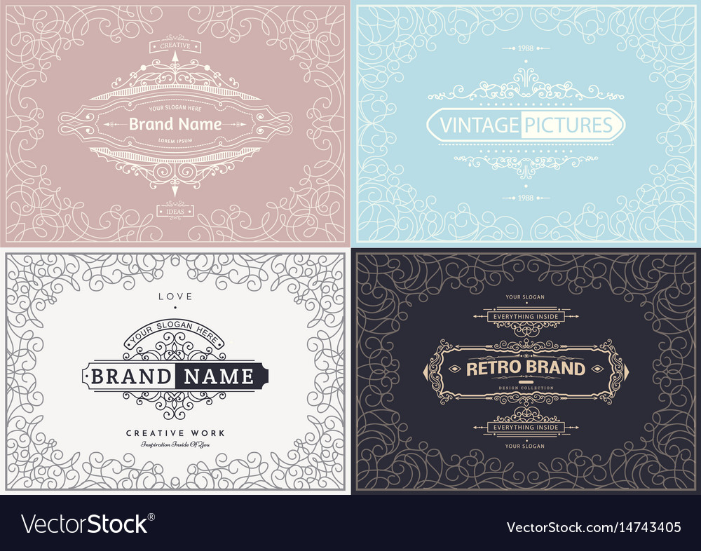Monogram creative cards Royalty Free Vector Image