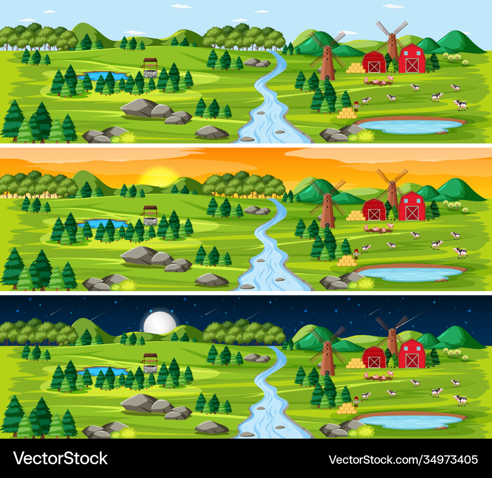 Nature landscape scene at different times day Vector Image