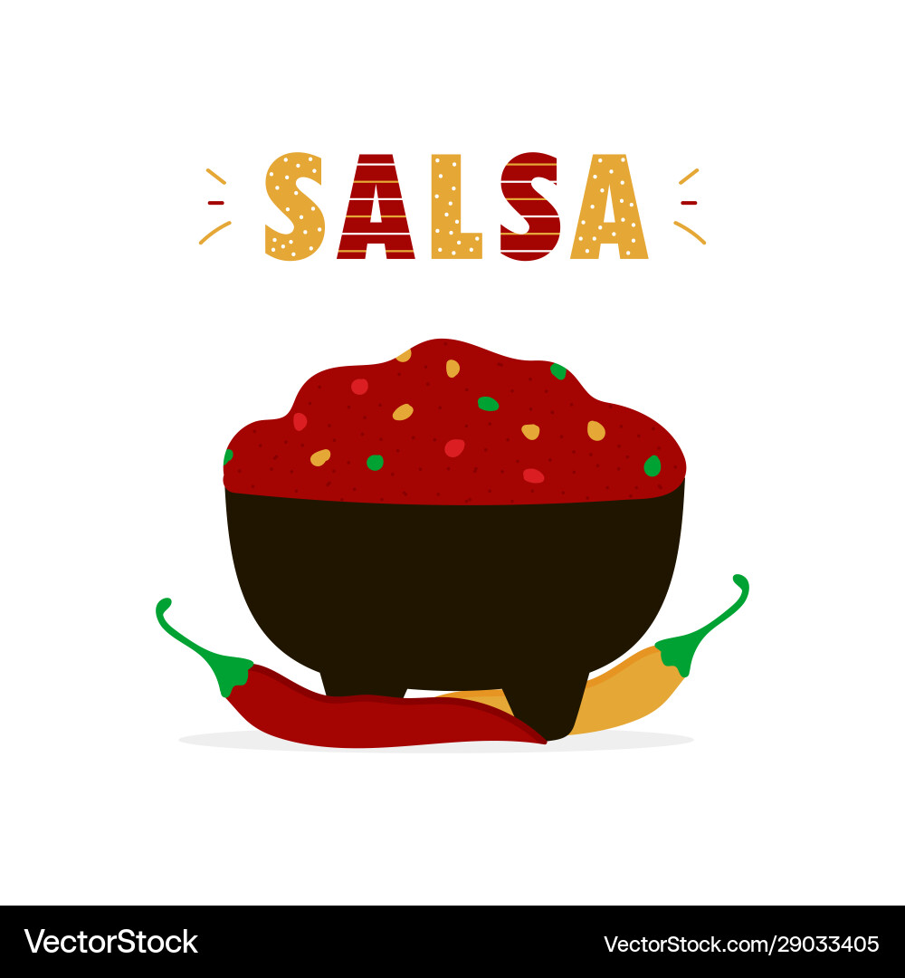 Salsa sauce and chili peppers Royalty Free Vector Image