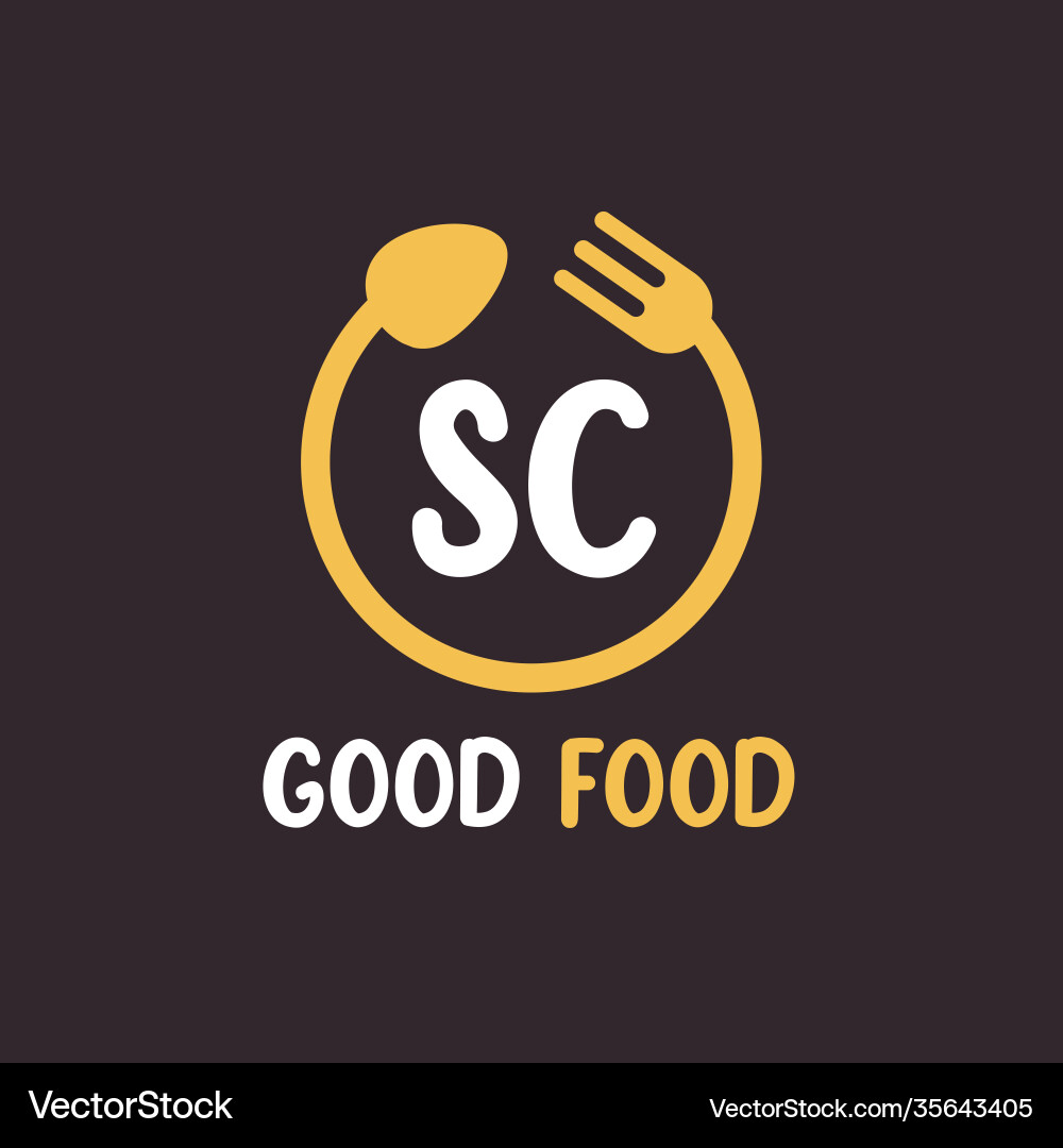 Sc letter logo design with restaurant concept Vector Image