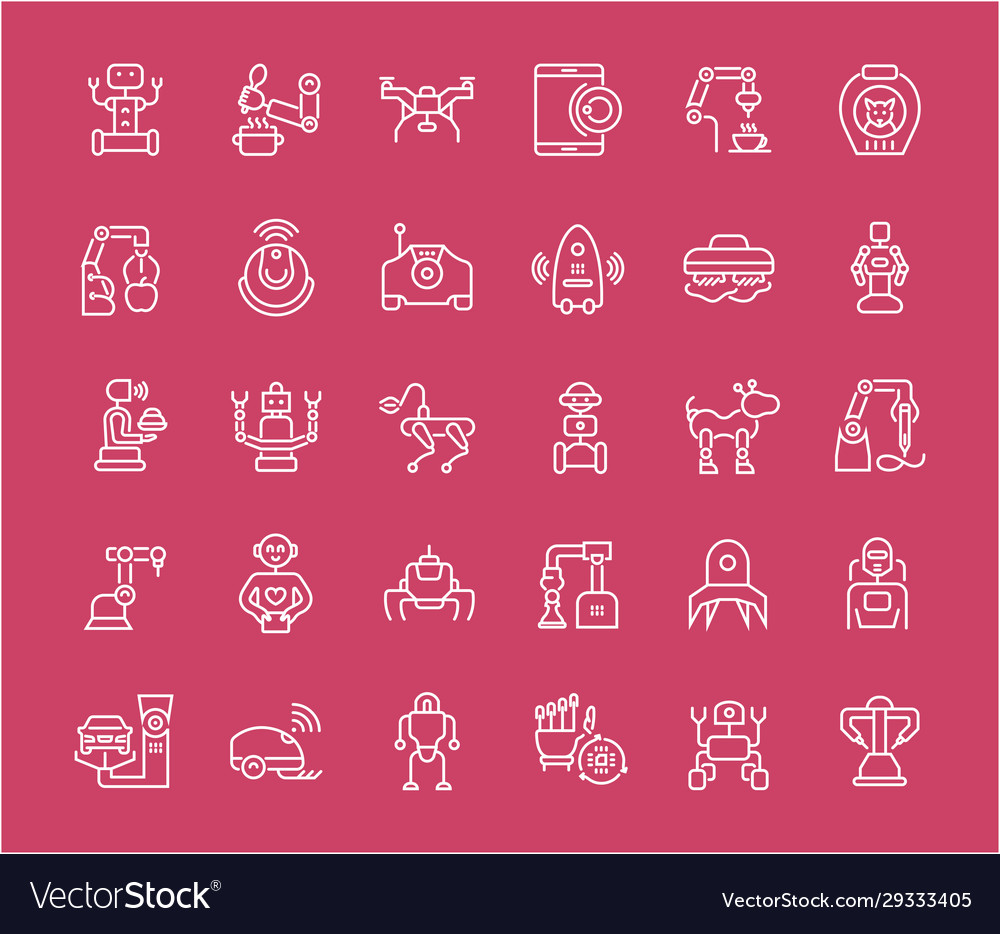 Set line icons robots Royalty Free Vector Image