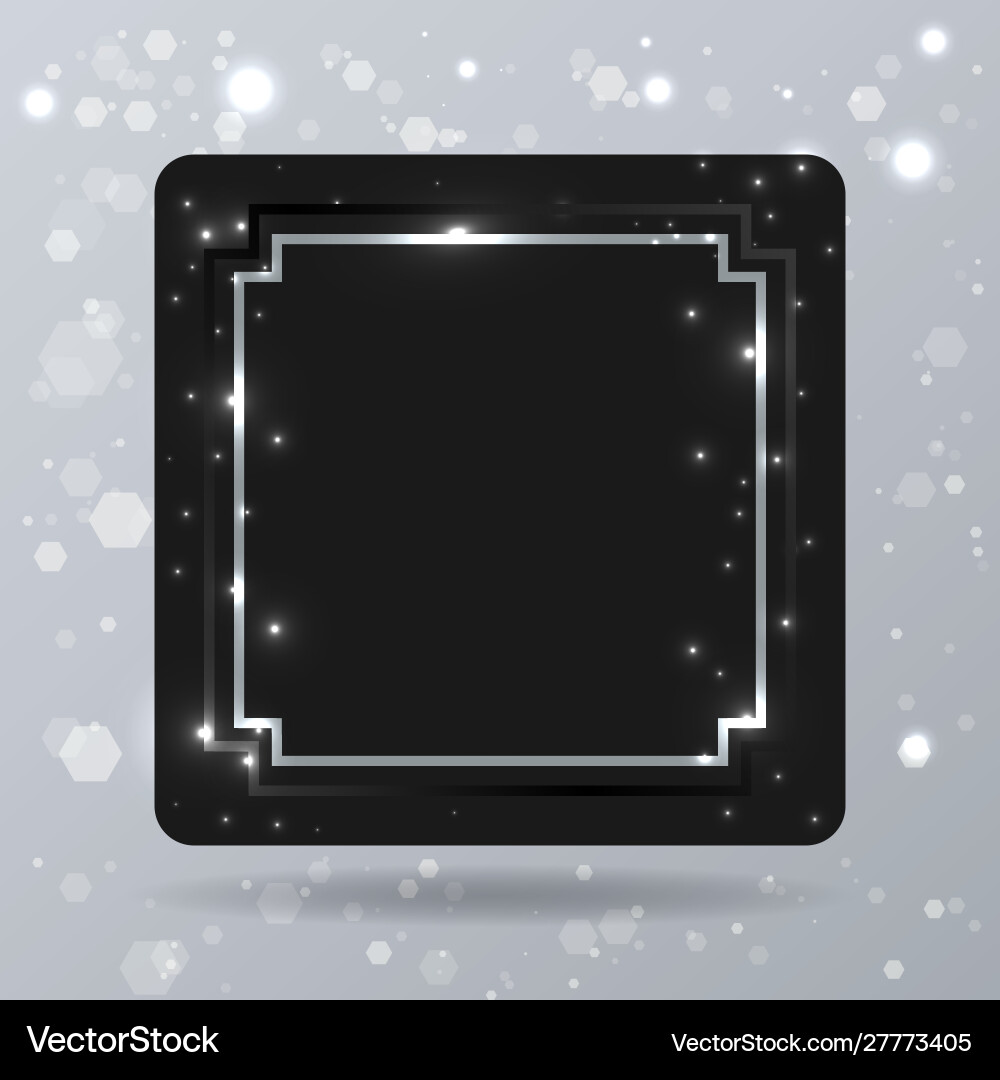 Shiny retro silver frame with bokeh and sparkles Vector Image