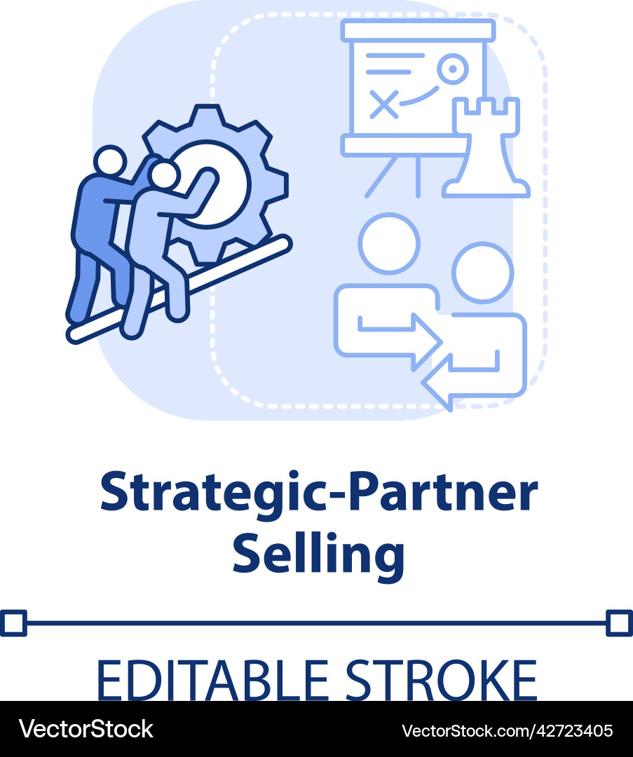 Strategic-partner selling light blue concept icon Vector Image